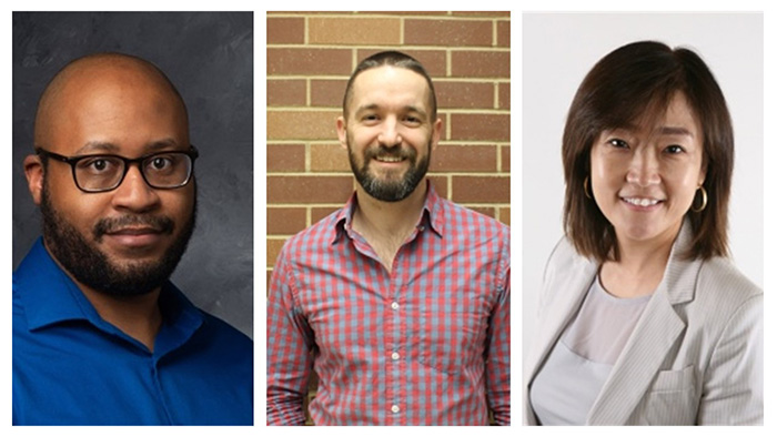 Portraits of Salim George, Adam Brummett, and Jane Russell.